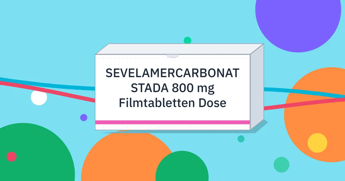 Symbolbild: Packung mit der Aufschrift SEVELAMERCARBONAT STADA 800 mg Filmtabletten Dose (PZN 10554544) – Verfügbarkeit und Bezug in Apotheken in Frankfurt am Main