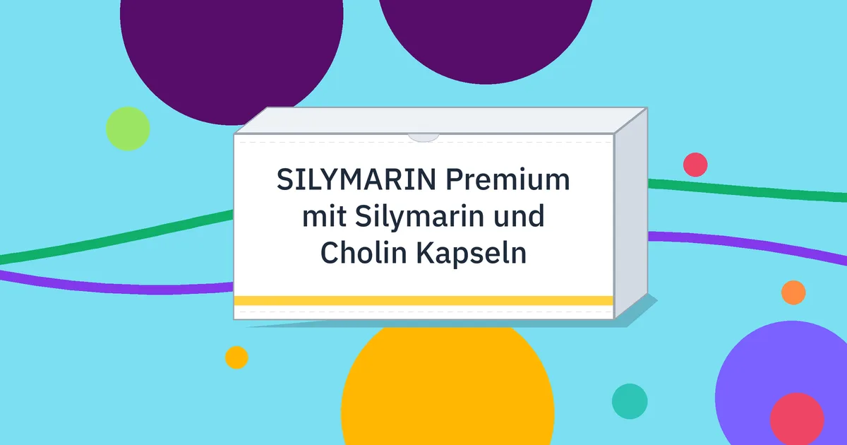 Symbolbild: Packung mit der Aufschrift SILYMARIN Premium mit Silymarin und Cholin Kapseln (PZN 18130128) – Verfügbarkeit und Bezug in Apotheken in Frankfurt am Main