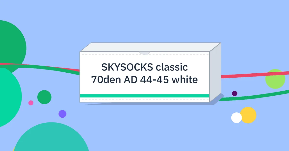 Symbolbild: Packung mit der Aufschrift SKYSOCKS classic 70den AD 44-45 white (PZN 18897597) – Verfügbarkeit und Bezug in Apotheken in Frankfurt am Main