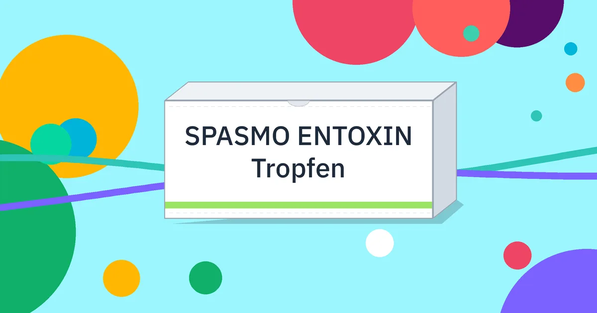 Symbolbild: Packung mit der Aufschrift SPASMO ENTOXIN Tropfen (PZN 05966150) – Verfügbarkeit und Bezug in Apotheken in Frankfurt am Main