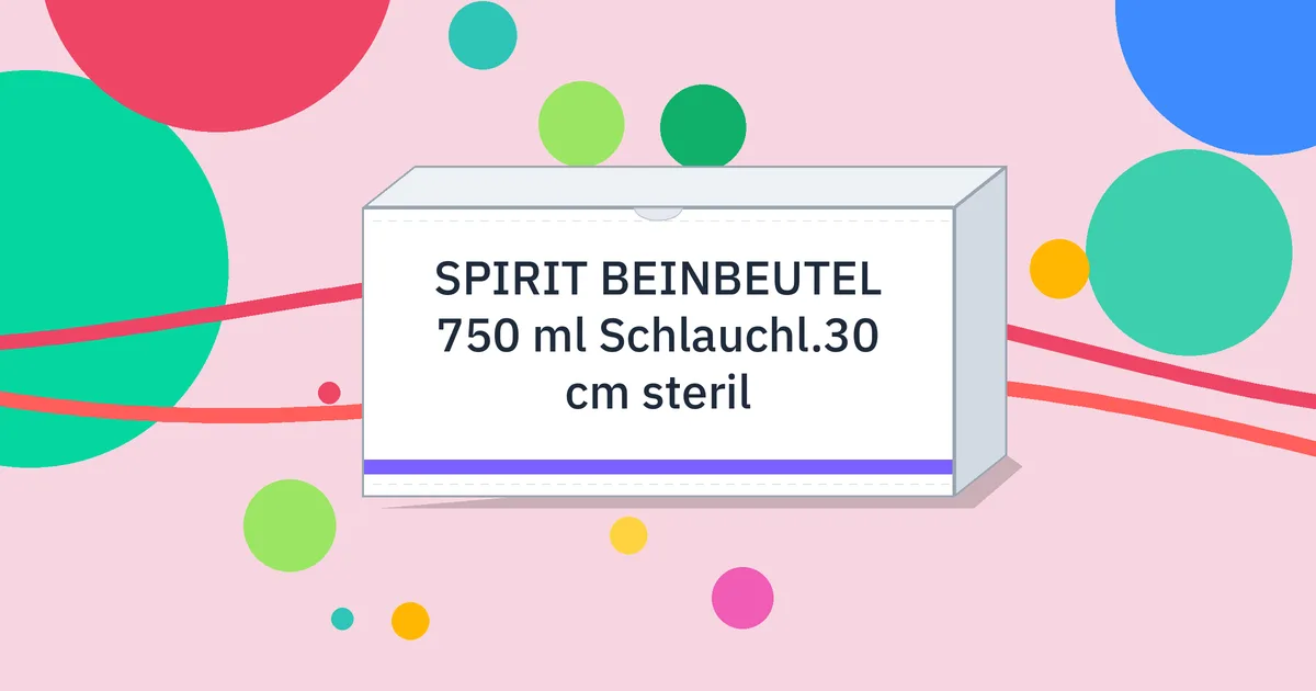 Symbolbild: Packung mit der Aufschrift SPIRIT BEINBEUTEL 750 ml Schlauchl.30 cm steril (PZN 12749832) – Verfügbarkeit und Bezug in Apotheken in Frankfurt am Main