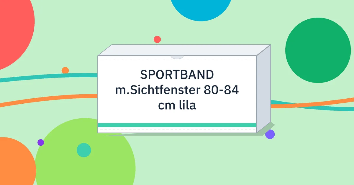 Symbolbild: Packung mit der Aufschrift SPORTBAND m.Sichtfenster 80-84 cm lila (PZN 12904540) – Verfügbarkeit und Bezug in Apotheken in Frankfurt am Main