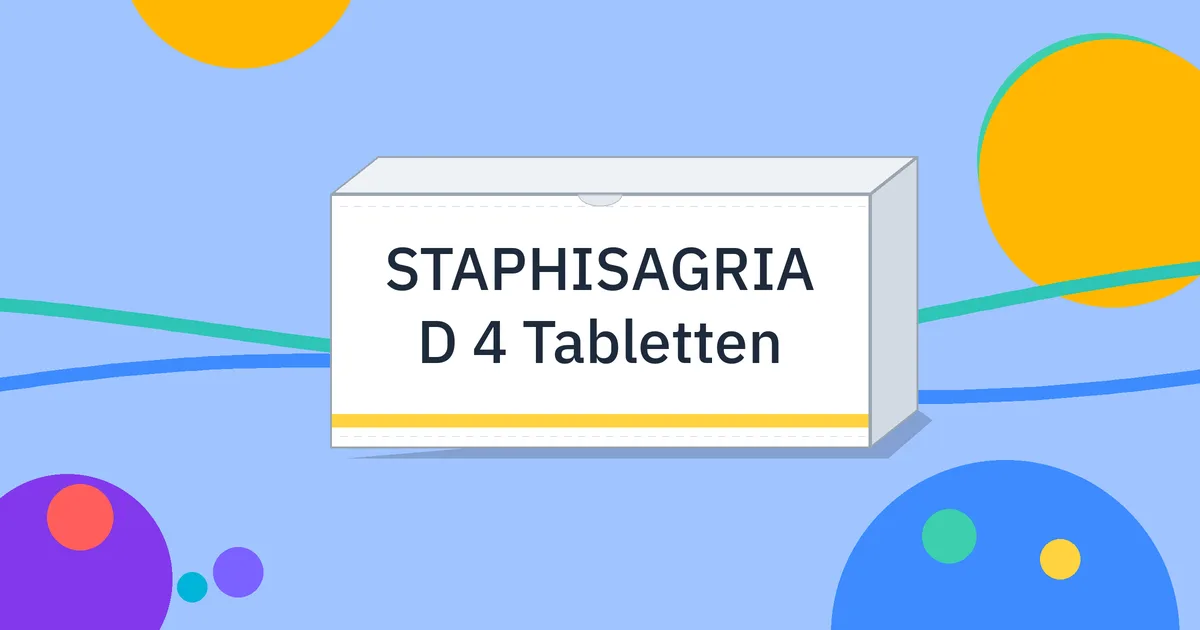 Symbolbild: Packung mit der Aufschrift STAPHISAGRIA D 4 Tabletten (PZN 02106458) – Verfügbarkeit und Bezug in Apotheken in Frankfurt am Main