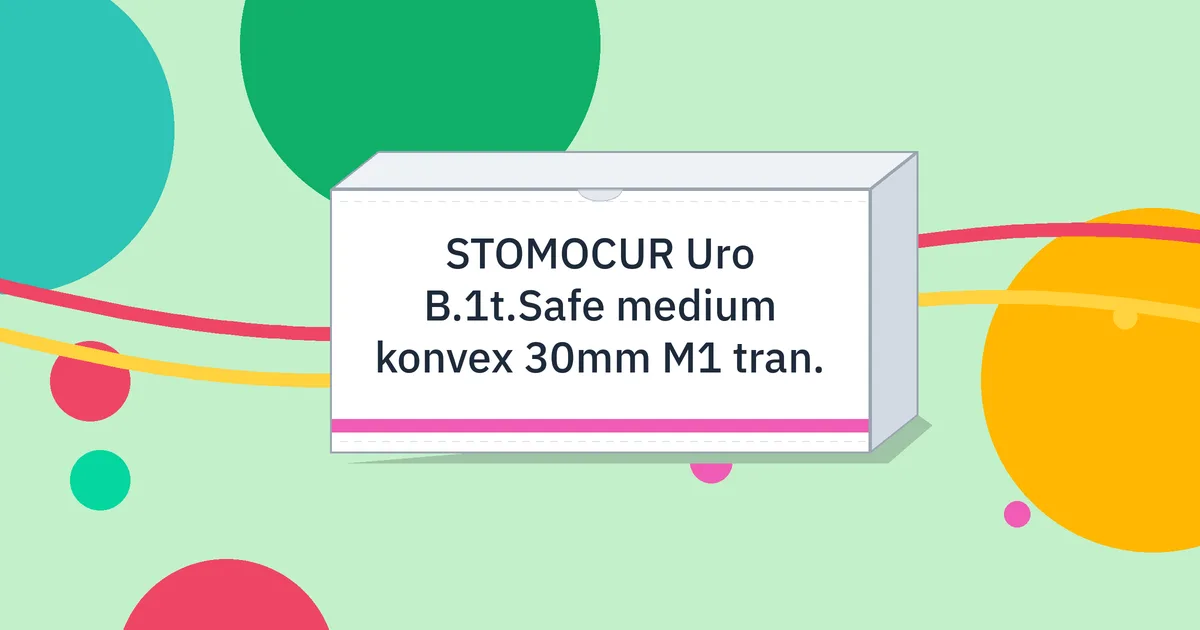 Symbolbild: Packung mit der Aufschrift STOMOCUR Uro B.1t.Safe medium konvex 30mm M1 tran. (PZN 17557729) – Verfügbarkeit und Bezug in Apotheken in Frankfurt am Main