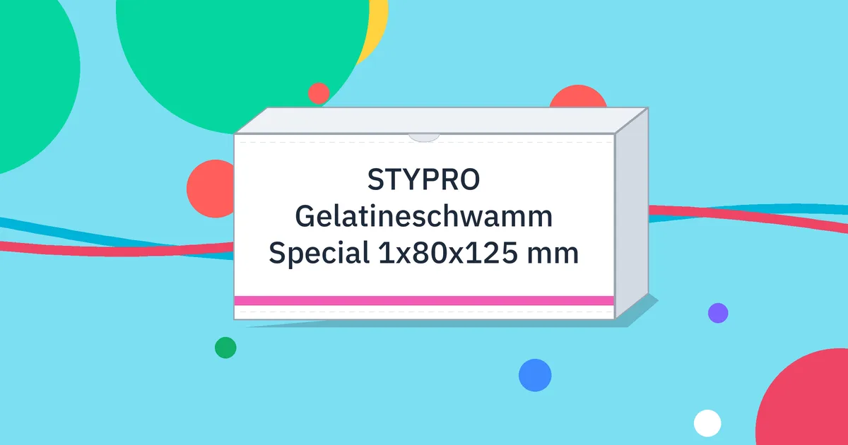 Symbolbild: Packung mit der Aufschrift STYPRO Gelatineschwamm Special 1x80x125 mm (PZN 13704613) – Verfügbarkeit und Bezug in Apotheken in Frankfurt am Main