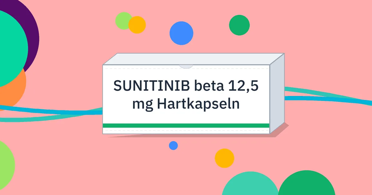 Symbolbild: Packung mit der Aufschrift SUNITINIB beta 12,5 mg Hartkapseln (PZN 17243758) – Verfügbarkeit und Bezug in Apotheken in Frankfurt am Main