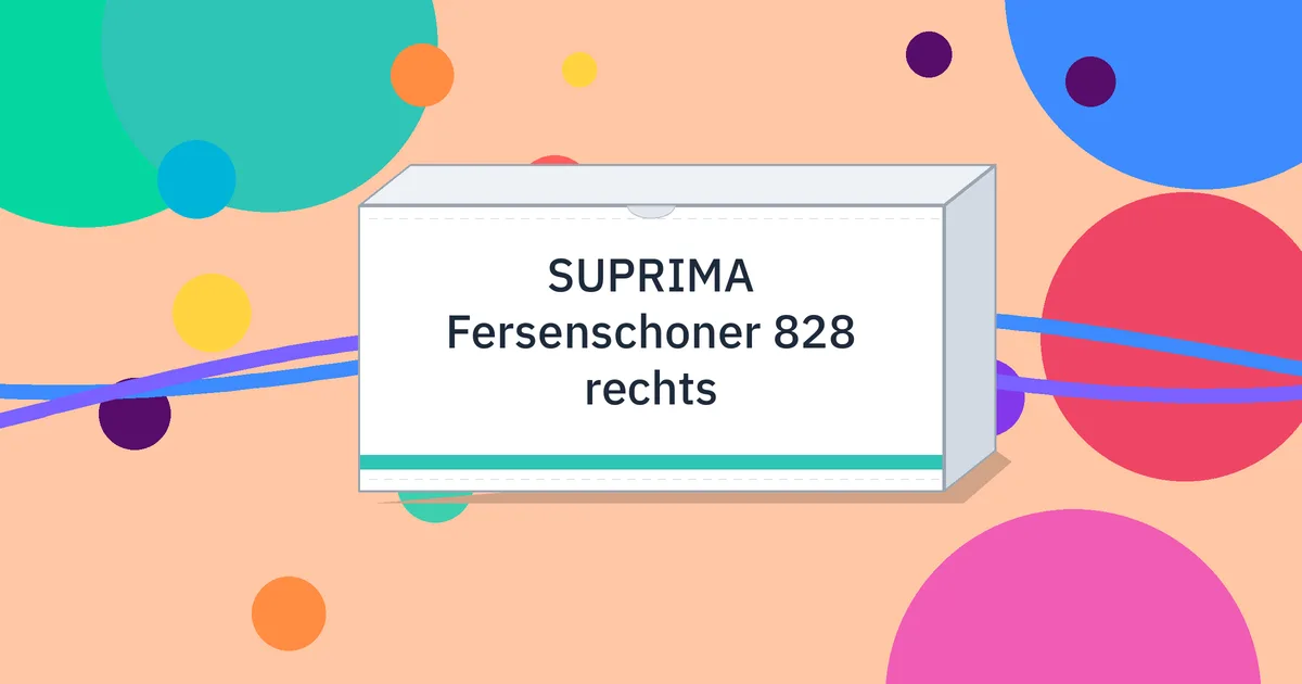 Symbolbild: Packung mit der Aufschrift SUPRIMA Fersenschoner 828 rechts (PZN 06319903) – Verfügbarkeit und Bezug in Apotheken in Frankfurt am Main