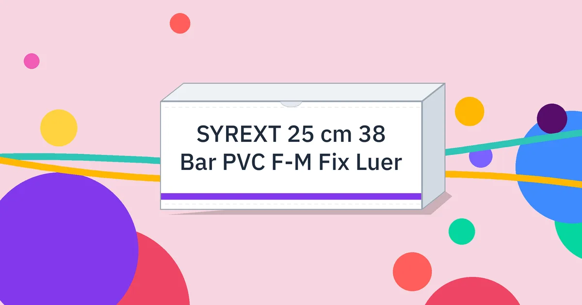 Symbolbild: Packung mit der Aufschrift SYREXT 25 cm 38 Bar PVC F-M Fix Luer (PZN 17898749) – Verfügbarkeit und Bezug in Apotheken in Frankfurt am Main