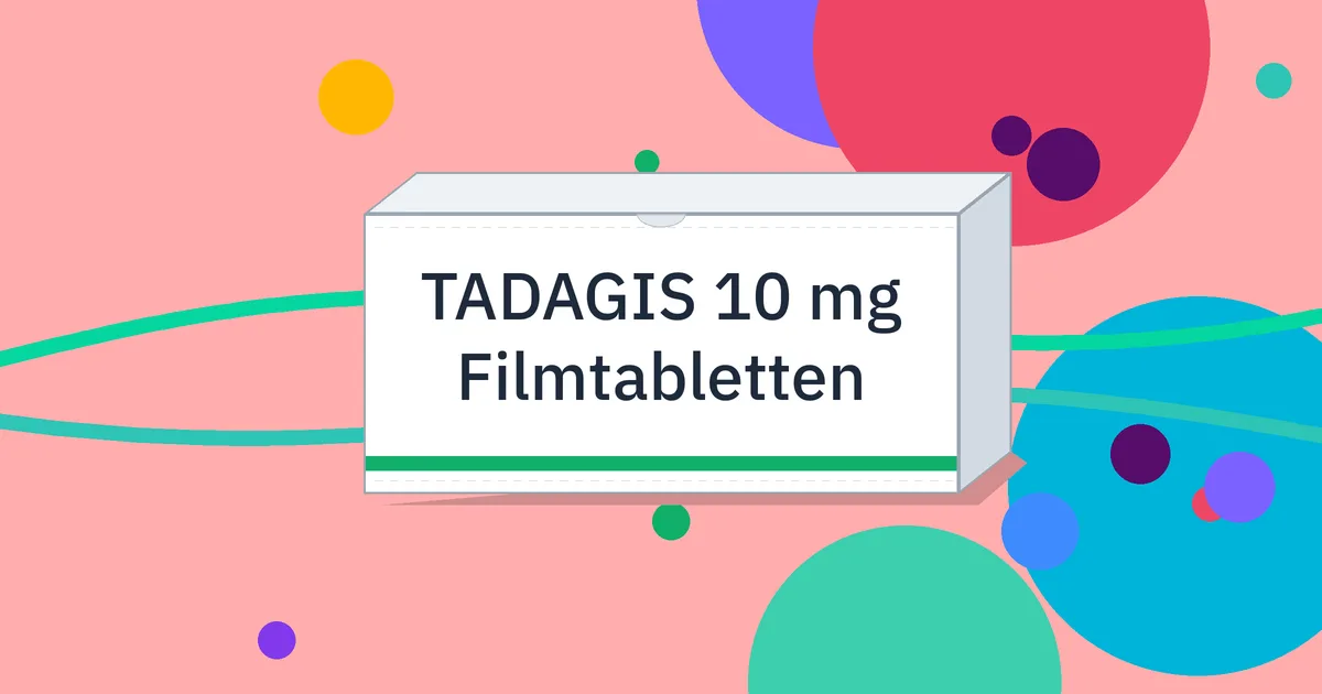 Symbolbild: Packung mit der Aufschrift TADAGIS 10 mg Filmtabletten (PZN 13838762) – Verfügbarkeit und Bezug in Apotheken in Frankfurt am Main