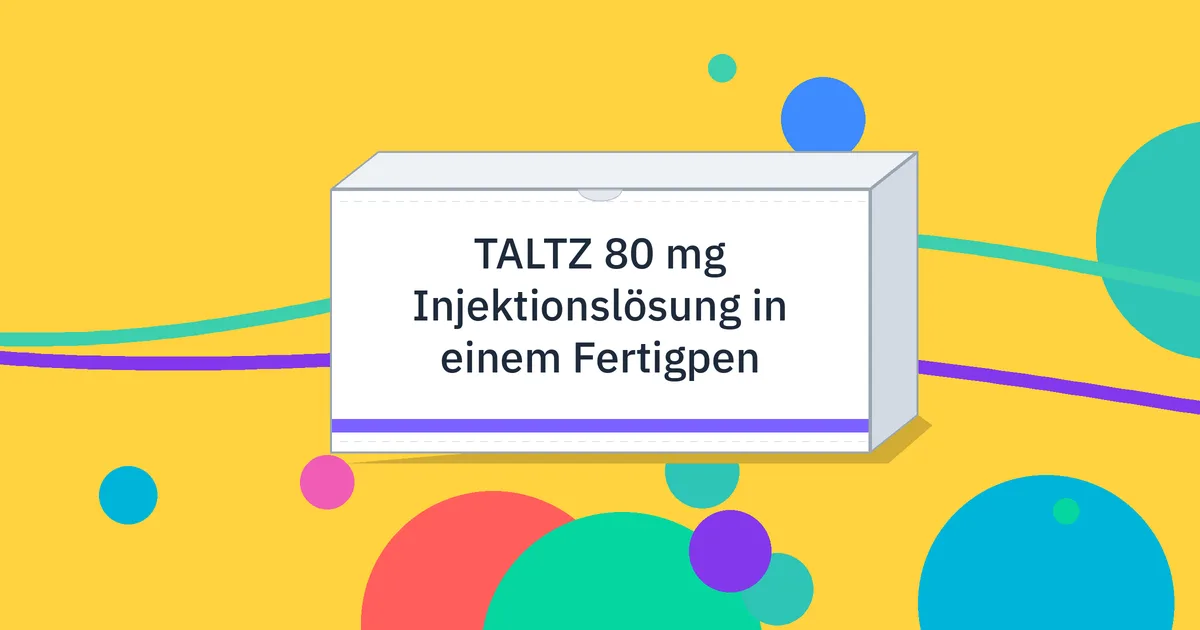 Symbolbild: Packung mit der Aufschrift TALTZ 80 mg Injektionslösung in einem Fertigpen (PZN 18337697) – Verfügbarkeit und Bezug in Apotheken in Frankfurt am Main