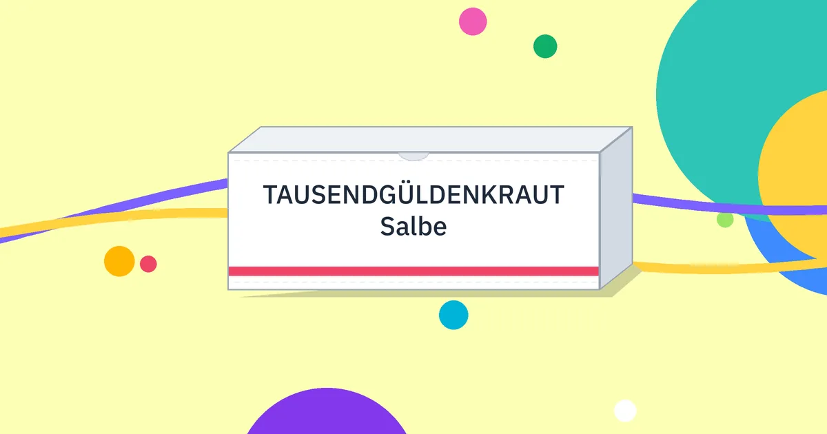 Symbolbild: Packung mit der Aufschrift TAUSENDGÜLDENKRAUT Salbe (PZN 18396493) – Verfügbarkeit und Bezug in Apotheken in Frankfurt am Main
