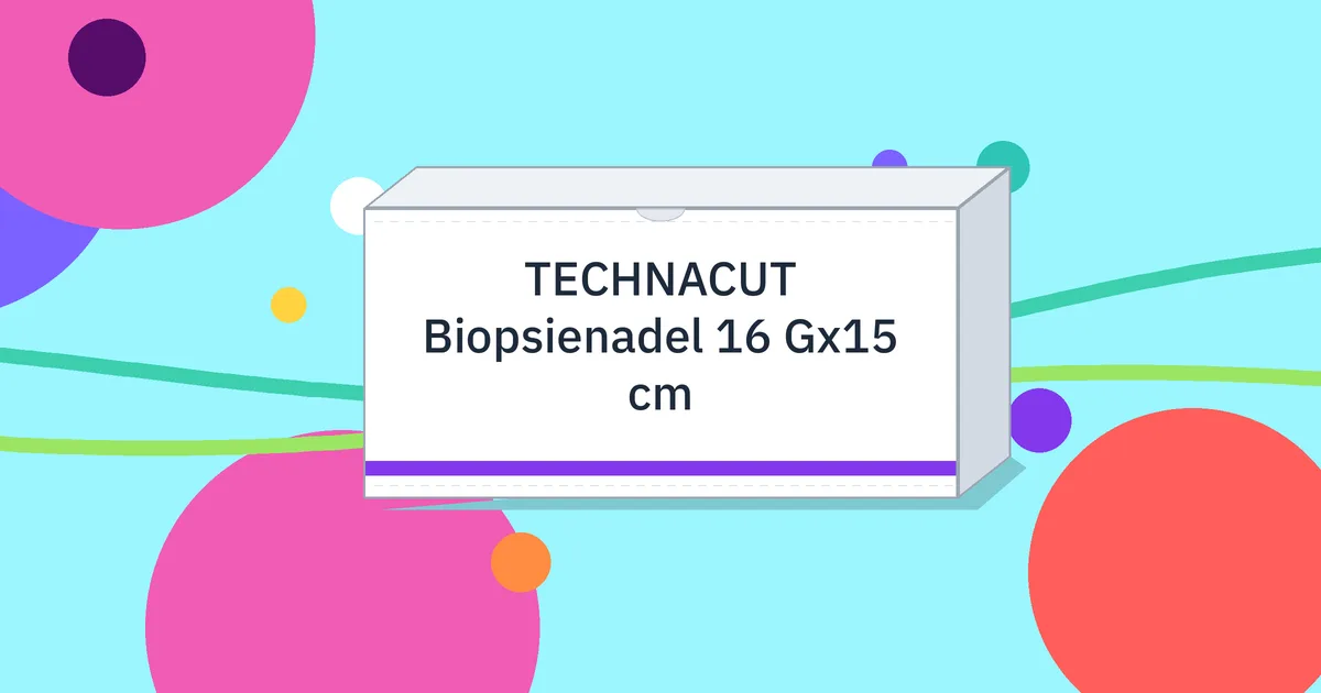 Symbolbild: Packung mit der Aufschrift TECHNACUT Biopsienadel 16 Gx15 cm (PZN 06771922) – Verfügbarkeit und Bezug in Apotheken in Frankfurt am Main