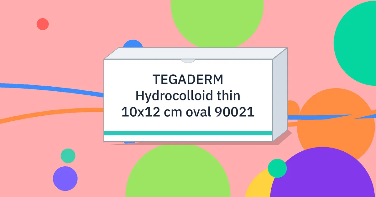 Symbolbild: Packung mit der Aufschrift TEGADERM Hydrocolloid thin 10x12 cm oval 90021 (PZN 01545569) – Verfügbarkeit und Bezug in Apotheken in Frankfurt am Main