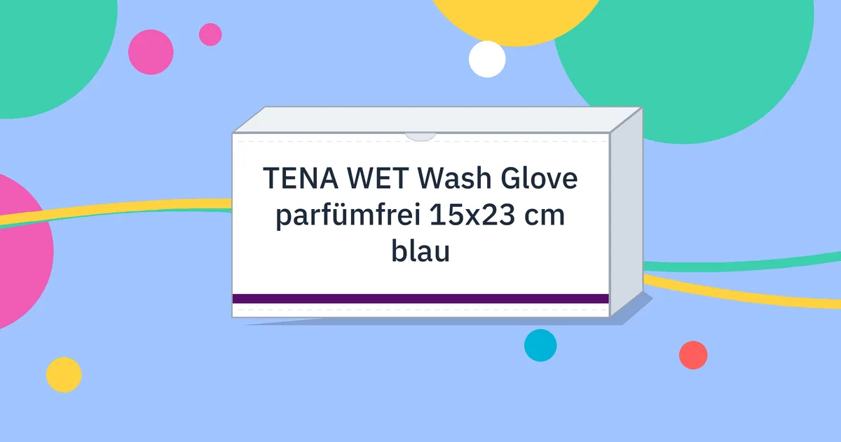 Symbolbild: Packung mit der Aufschrift TENA WET Wash Glove parfümfrei 15x23 cm blau (PZN 10061356) – Verfügbarkeit und Bezug in Apotheken in Frankfurt am Main