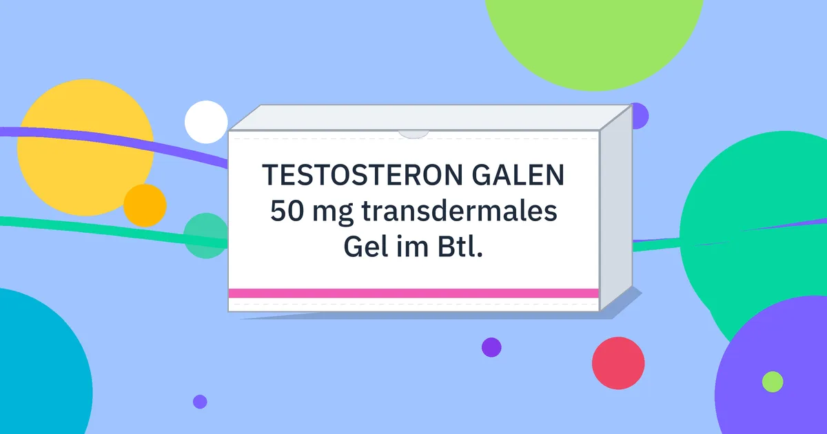 Symbolbild: Packung mit der Aufschrift TESTOSTERON GALEN 50 mg transdermales Gel im Btl. (PZN 17949412) – Verfügbarkeit und Bezug in Apotheken in Frankfurt am Main