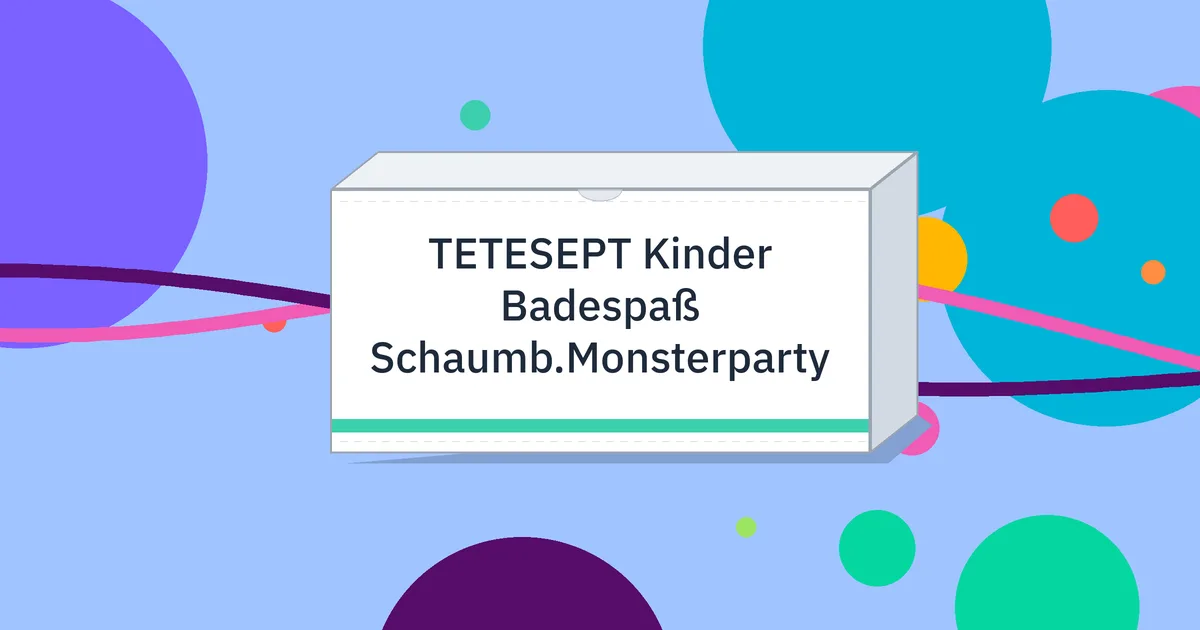 Symbolbild: Packung mit der Aufschrift TETESEPT Kinder Badespaß Schaumb.Monsterparty (PZN 15250493) – Verfügbarkeit und Bezug in Apotheken in Frankfurt am Main