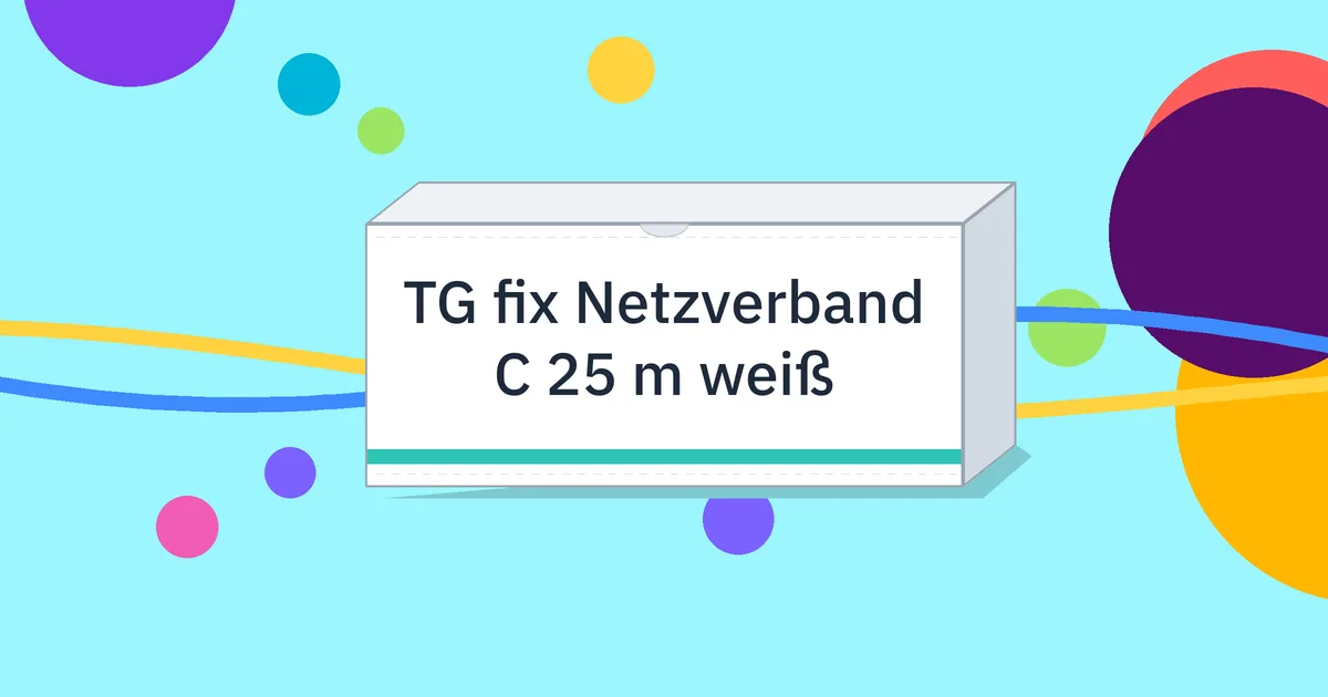 Symbolbild: Packung mit der Aufschrift TG fix Netzverband C 25 m weiß (PZN 06586745) – Verfügbarkeit und Bezug in Apotheken in Frankfurt am Main