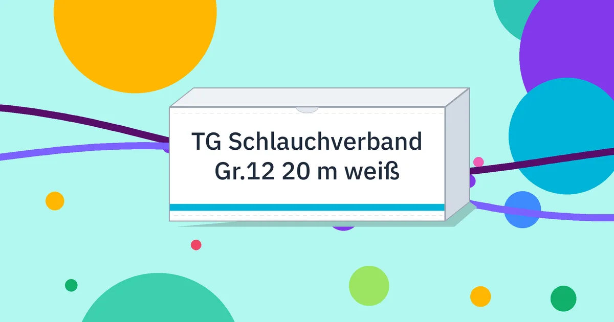 Symbolbild: Packung mit der Aufschrift TG Schlauchverband Gr.12 20 m weiß (PZN 14414567) – Verfügbarkeit und Bezug in Apotheken in Frankfurt am Main
