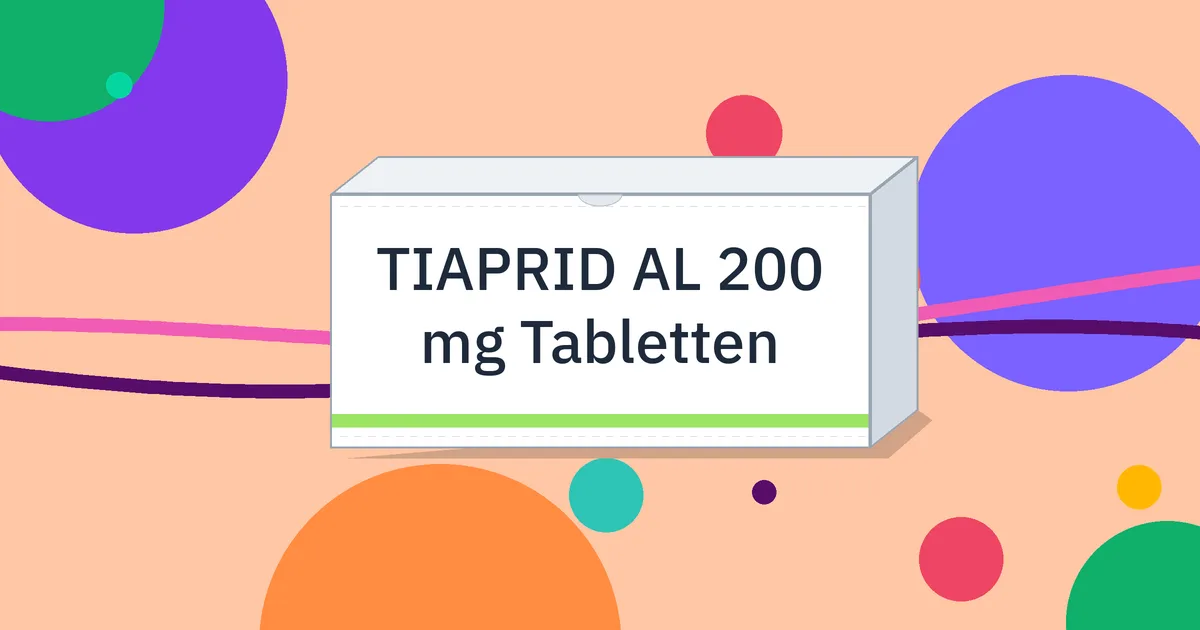 Symbolbild: Packung mit der Aufschrift TIAPRID AL 200 mg Tabletten (PZN 00800781) – Verfügbarkeit und Bezug in Apotheken in Frankfurt am Main