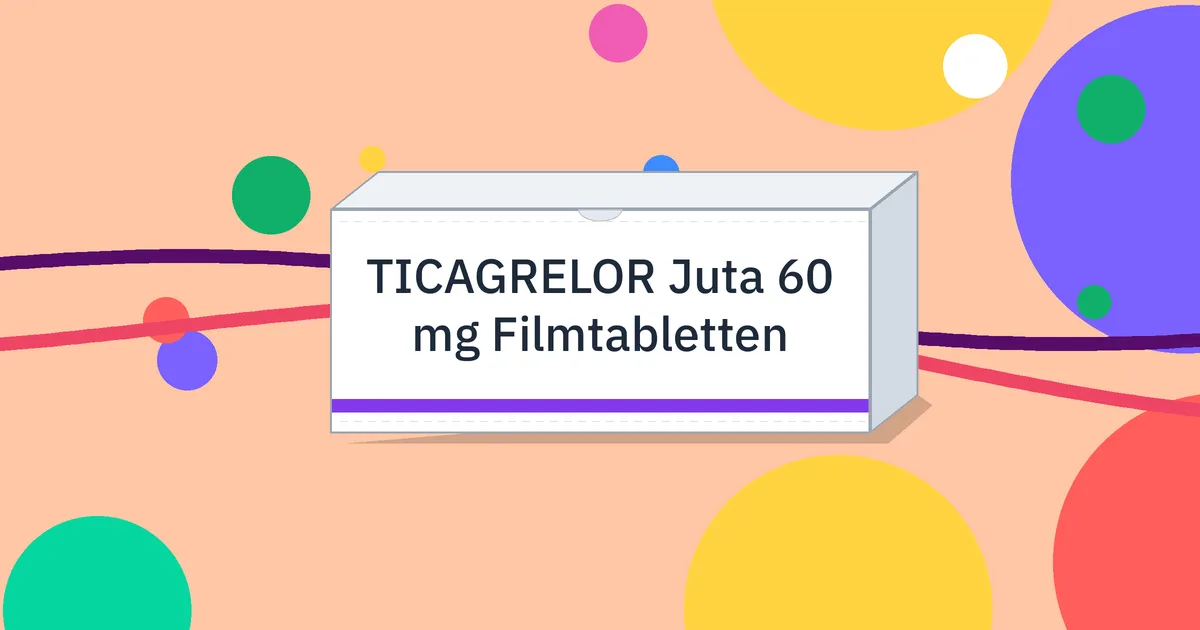 Symbolbild: Packung mit der Aufschrift TICAGRELOR Juta 60 mg Filmtabletten (PZN 18094272) – Verfügbarkeit und Bezug in Apotheken in Frankfurt am Main