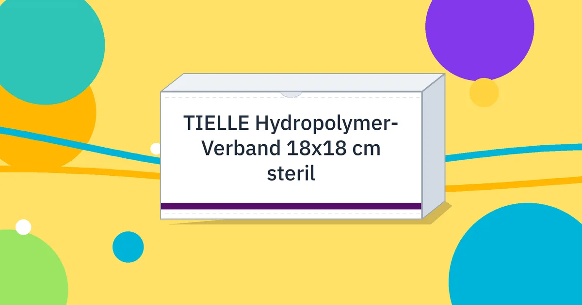 Symbolbild: Packung mit der Aufschrift TIELLE Hydropolymer-Verband 18x18 cm steril (PZN 00489432) – Verfügbarkeit und Bezug in Apotheken in Frankfurt am Main
