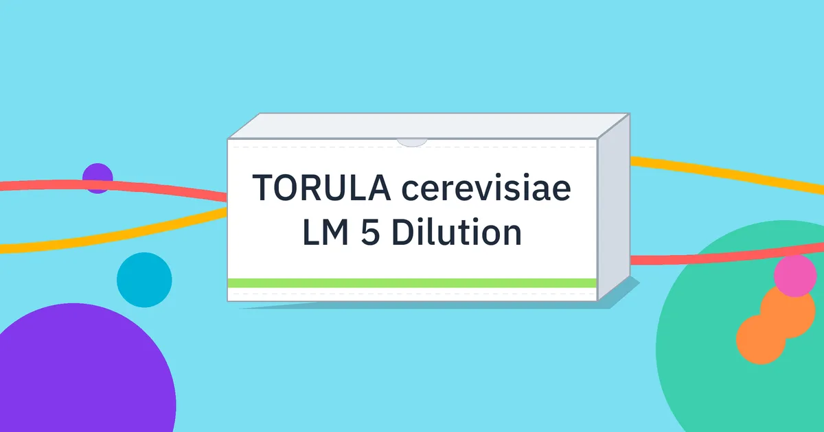 Symbolbild: Packung mit der Aufschrift TORULA cerevisiae LM 5 Dilution (PZN 13225657) – Verfügbarkeit und Bezug in Apotheken in Frankfurt am Main