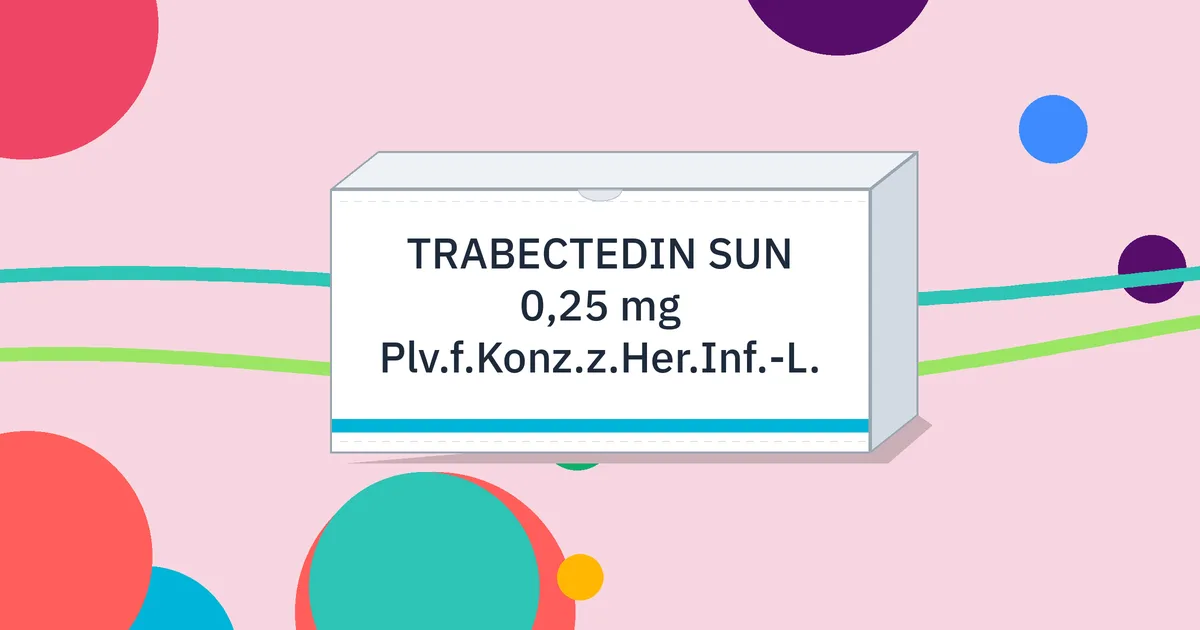 Symbolbild: Packung mit der Aufschrift TRABECTEDIN SUN 0,25 mg Plv.f.Konz.z.Her.Inf.-L. (PZN 18832095) – Verfügbarkeit und Bezug in Apotheken in Frankfurt am Main