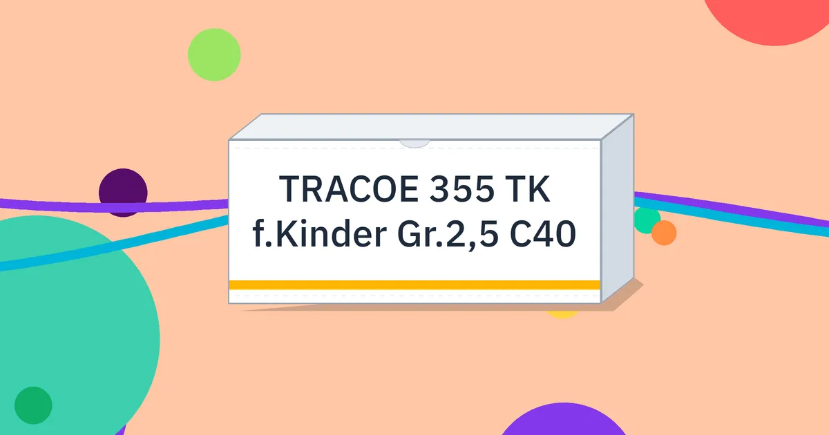 Symbolbild: Packung mit der Aufschrift TRACOE 355 TK f.Kinder Gr.2,5 C40 (PZN 11643764) – Verfügbarkeit und Bezug in Apotheken in Frankfurt am Main