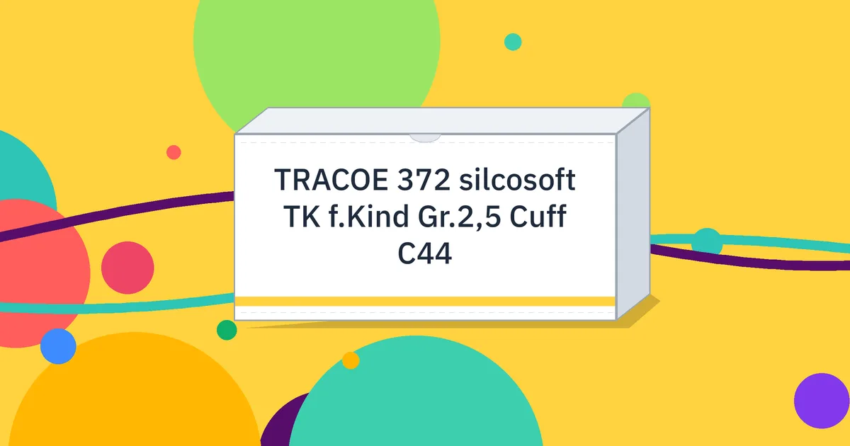 Symbolbild: Packung mit der Aufschrift TRACOE 372 silcosoft TK f.Kind Gr.2,5 Cuff C44 (PZN 14315902) – Verfügbarkeit und Bezug in Apotheken in Frankfurt am Main