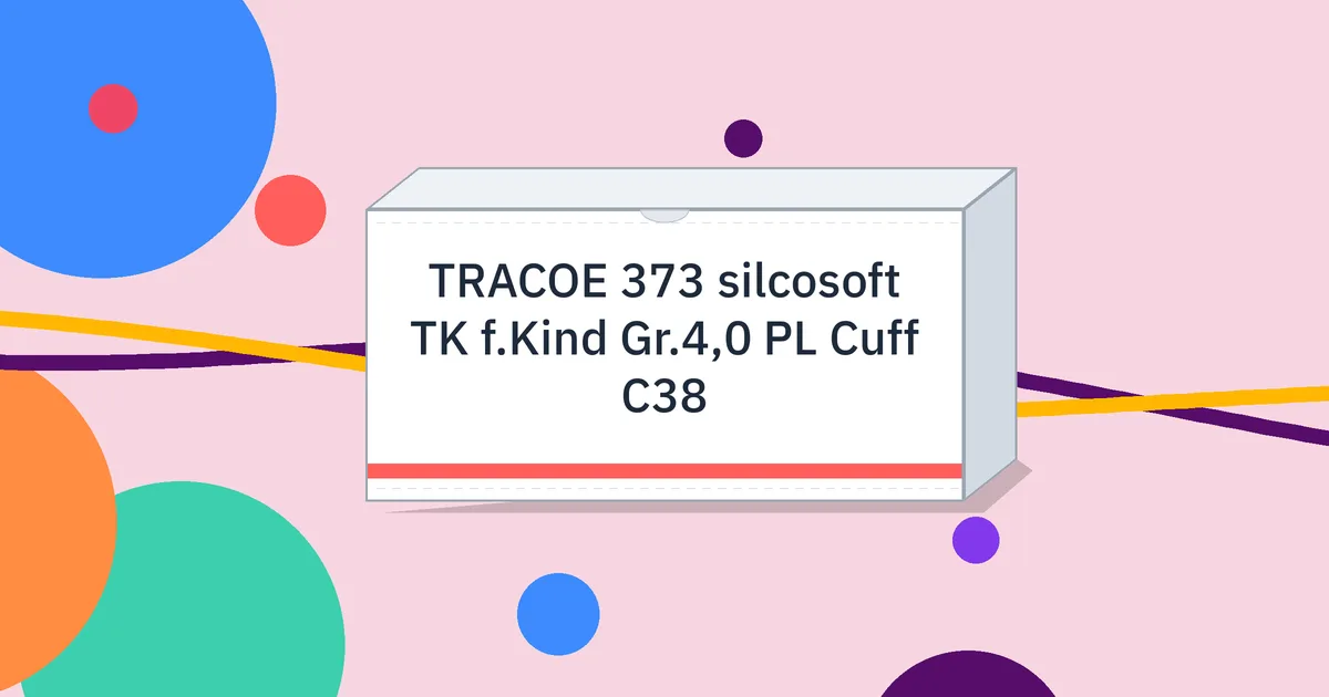 Symbolbild: Packung mit der Aufschrift TRACOE 373 silcosoft TK f.Kind Gr.4,0 PL Cuff C38 (PZN 14317195) – Verfügbarkeit und Bezug in Apotheken in Frankfurt am Main