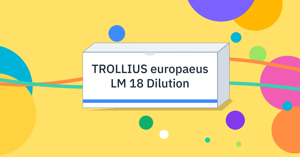 Symbolbild: Packung mit der Aufschrift TROLLIUS europaeus LM 18 Dilution (PZN 13252619) – Verfügbarkeit und Bezug in Apotheken in Frankfurt am Main