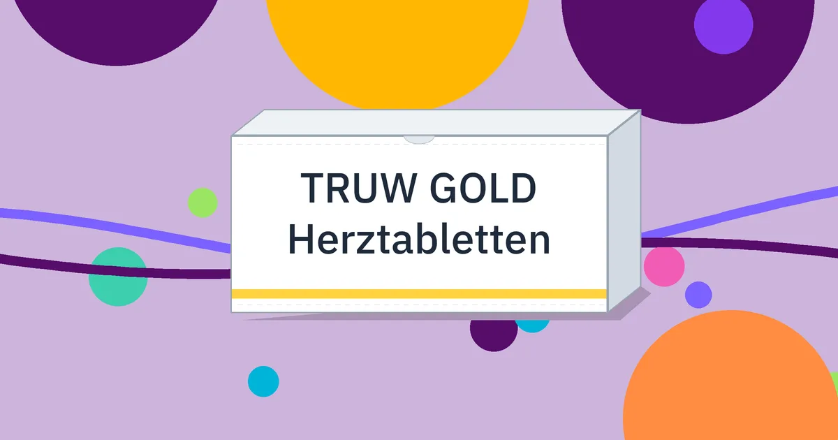 Symbolbild: Packung mit der Aufschrift TRUW GOLD Herztabletten (PZN 04677076) – Verfügbarkeit und Bezug in Apotheken in Frankfurt am Main