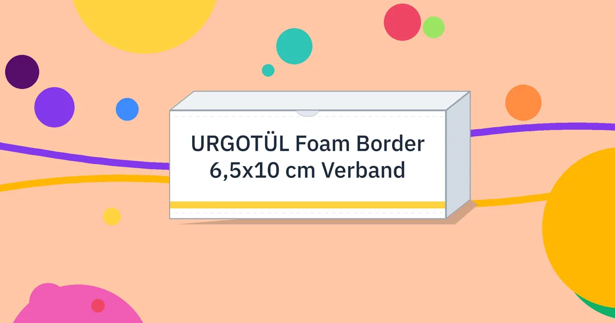 Symbolbild: Packung mit der Aufschrift URGOTÜL Foam Border 6,5x10 cm Verband (PZN 11096629) – Verfügbarkeit und Bezug in Apotheken in Frankfurt am Main