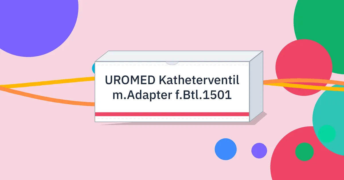 Symbolbild: Packung mit der Aufschrift UROMED Katheterventil m.Adapter f.Btl.1501 (PZN 18389702) – Verfügbarkeit und Bezug in Apotheken in Frankfurt am Main