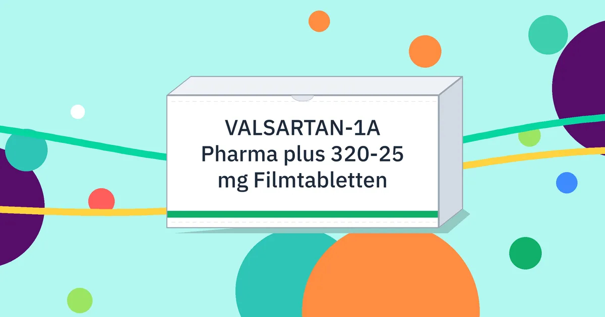 Symbolbild: Packung mit der Aufschrift VALSARTAN-1A Pharma plus 320-25 mg Filmtabletten (PZN 07581112) – Verfügbarkeit und Bezug in Apotheken in Frankfurt am Main