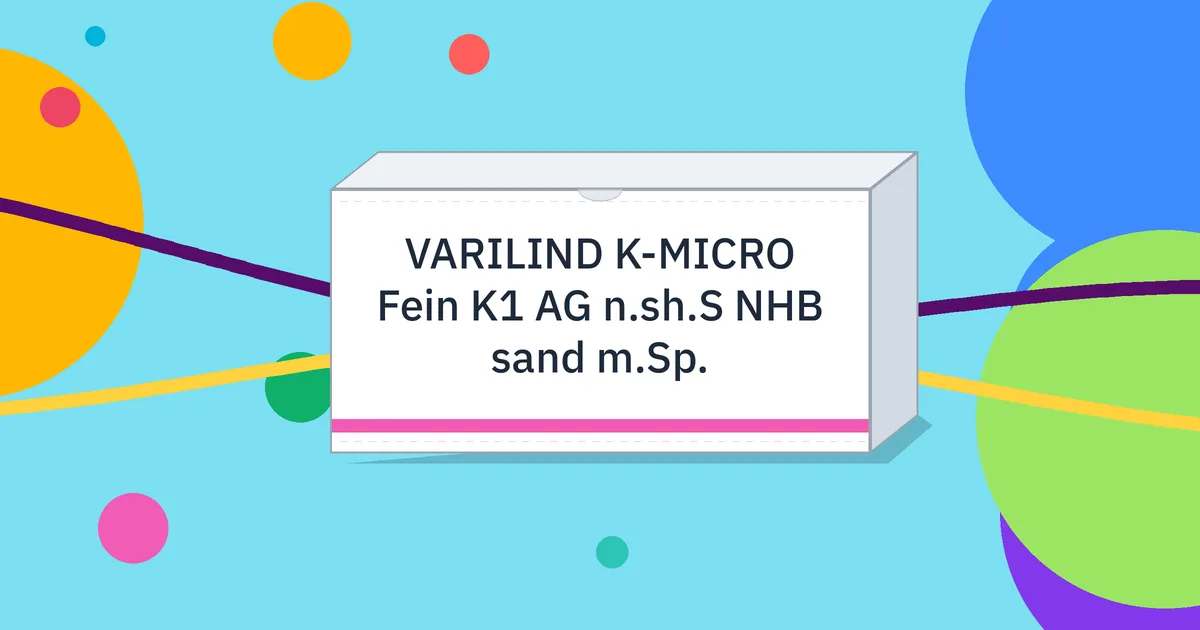 Symbolbild: Packung mit der Aufschrift VARILIND K-MICRO Fein K1 AG n.sh.S NHB sand m.Sp. (PZN 20618423) – Verfügbarkeit und Bezug in Apotheken in Frankfurt am Main