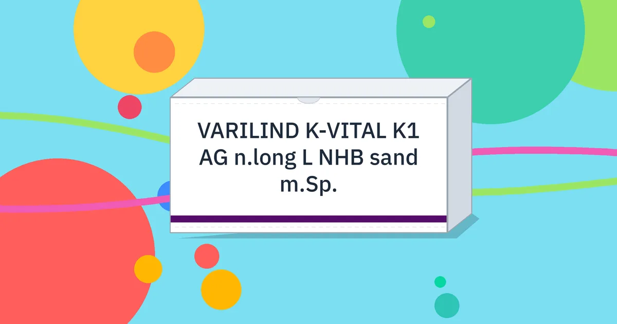 Symbolbild: Packung mit der Aufschrift VARILIND K-VITAL K1 AG n.long L NHB sand m.Sp. (PZN 20562711) – Verfügbarkeit und Bezug in Apotheken in Frankfurt am Main