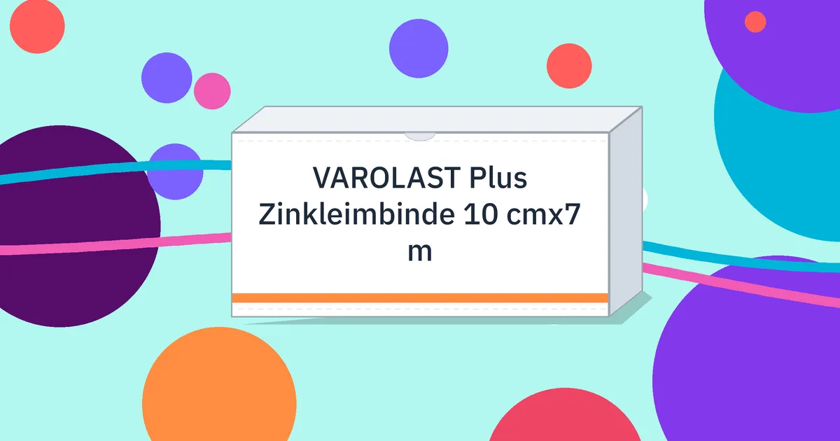 Symbolbild: Packung mit der Aufschrift VAROLAST Plus Zinkleimbinde 10 cmx7 m (PZN 14443592) – Verfügbarkeit und Bezug in Apotheken in Frankfurt am Main