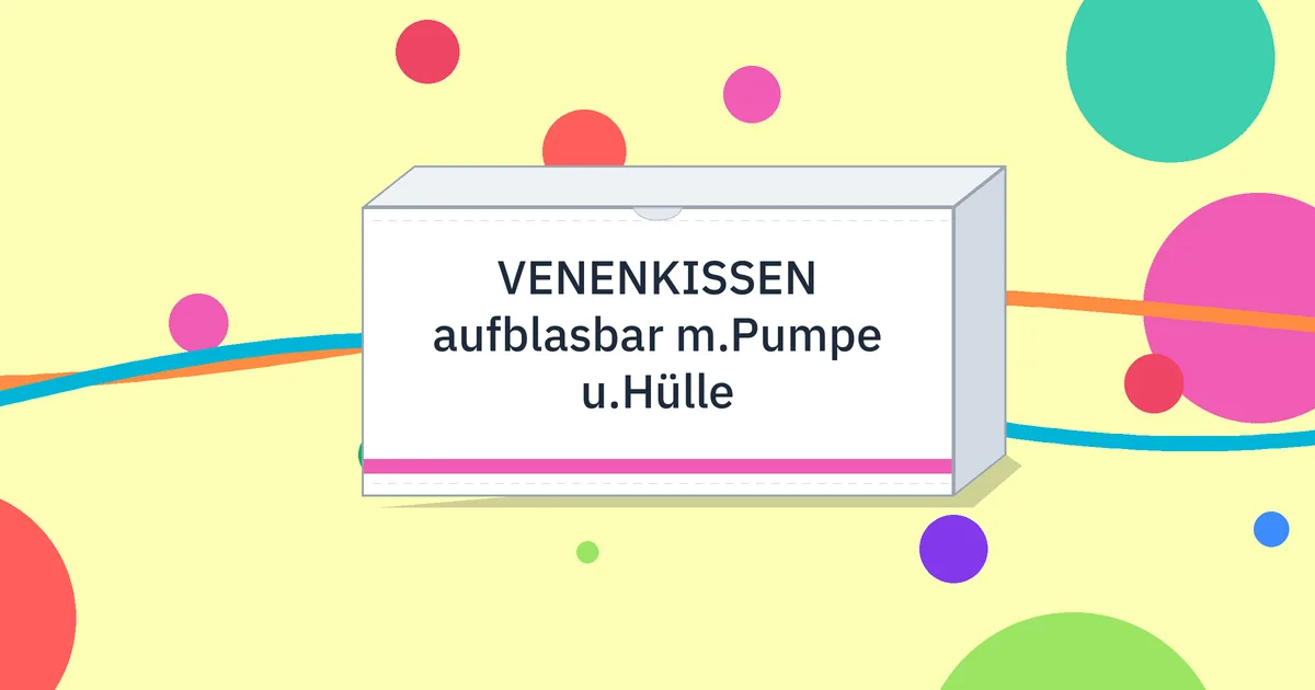 Symbolbild: Packung mit der Aufschrift VENENKISSEN aufblasbar m.Pumpe u.Hülle (PZN 08604097) – Verfügbarkeit und Bezug in Apotheken in Frankfurt am Main