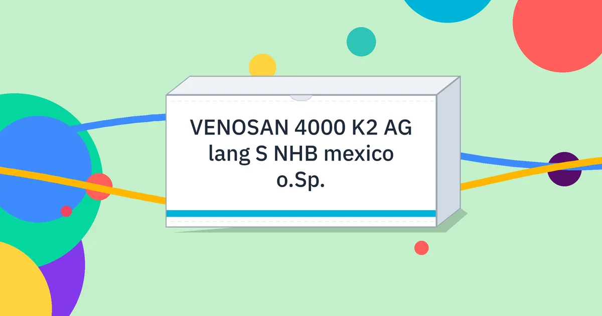 Symbolbild: Packung mit der Aufschrift VENOSAN 4000 K2 AG lang S NHB mexico o.Sp. (PZN 14424442) – Verfügbarkeit und Bezug in Apotheken in Frankfurt am Main