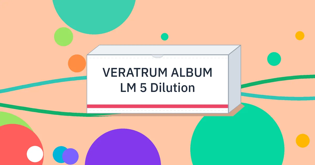 Symbolbild: Packung mit der Aufschrift VERATRUM ALBUM LM 5 Dilution (PZN 13264309) – Verfügbarkeit und Bezug in Apotheken in Frankfurt am Main