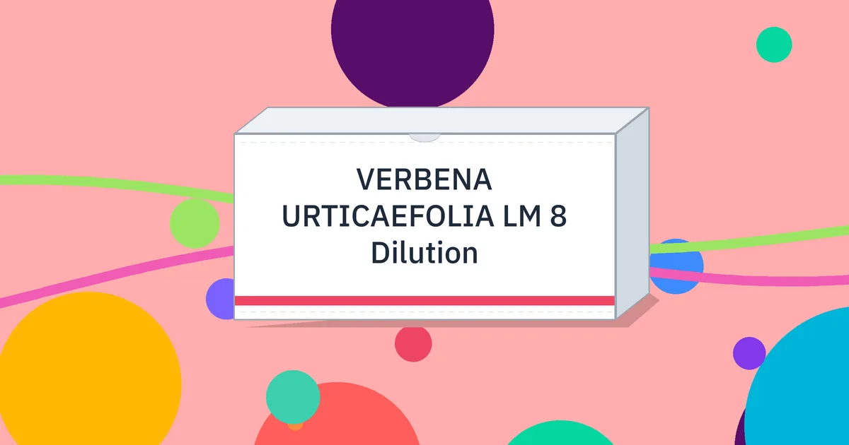 Symbolbild: Packung mit der Aufschrift VERBENA URTICAEFOLIA LM 8 Dilution (PZN 13267897) – Verfügbarkeit und Bezug in Apotheken in Frankfurt am Main