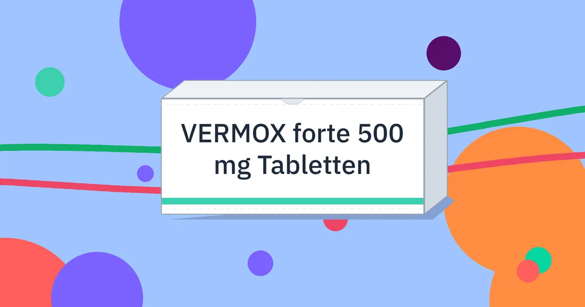 Symbolbild: Packung mit der Aufschrift VERMOX forte 500 mg Tabletten (PZN 16506859) – Verfügbarkeit und Bezug in Apotheken in Frankfurt am Main