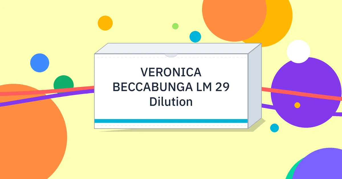 Symbolbild: Packung mit der Aufschrift VERONICA BECCABUNGA LM 29 Dilution (PZN 13269353) – Verfügbarkeit und Bezug in Apotheken in Frankfurt am Main