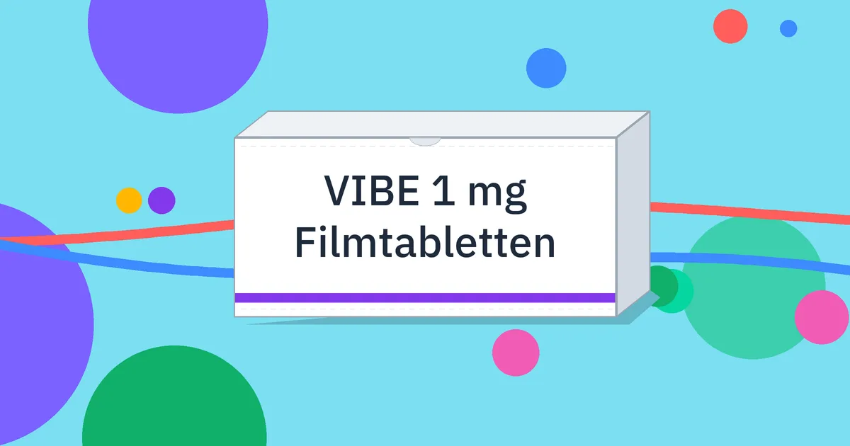 Symbolbild: Packung mit der Aufschrift VIBE 1 mg Filmtabletten (PZN 17964073) – Verfügbarkeit und Bezug in Apotheken in Frankfurt am Main