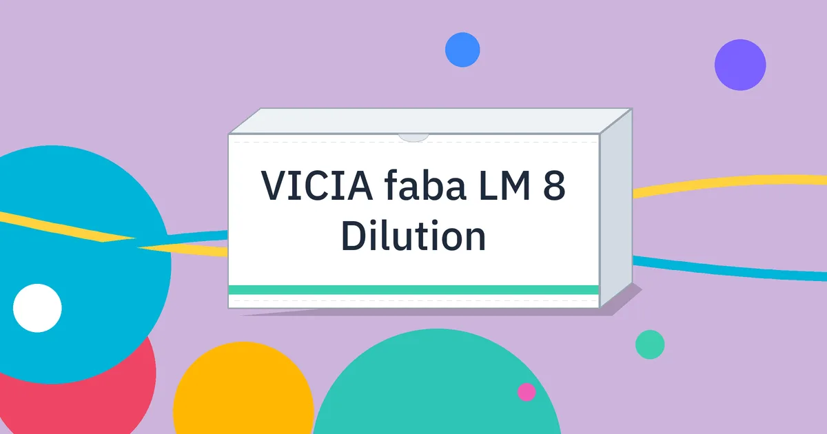 Symbolbild: Packung mit der Aufschrift VICIA faba LM 8 Dilution (PZN 13272639) – Verfügbarkeit und Bezug in Apotheken in Frankfurt am Main