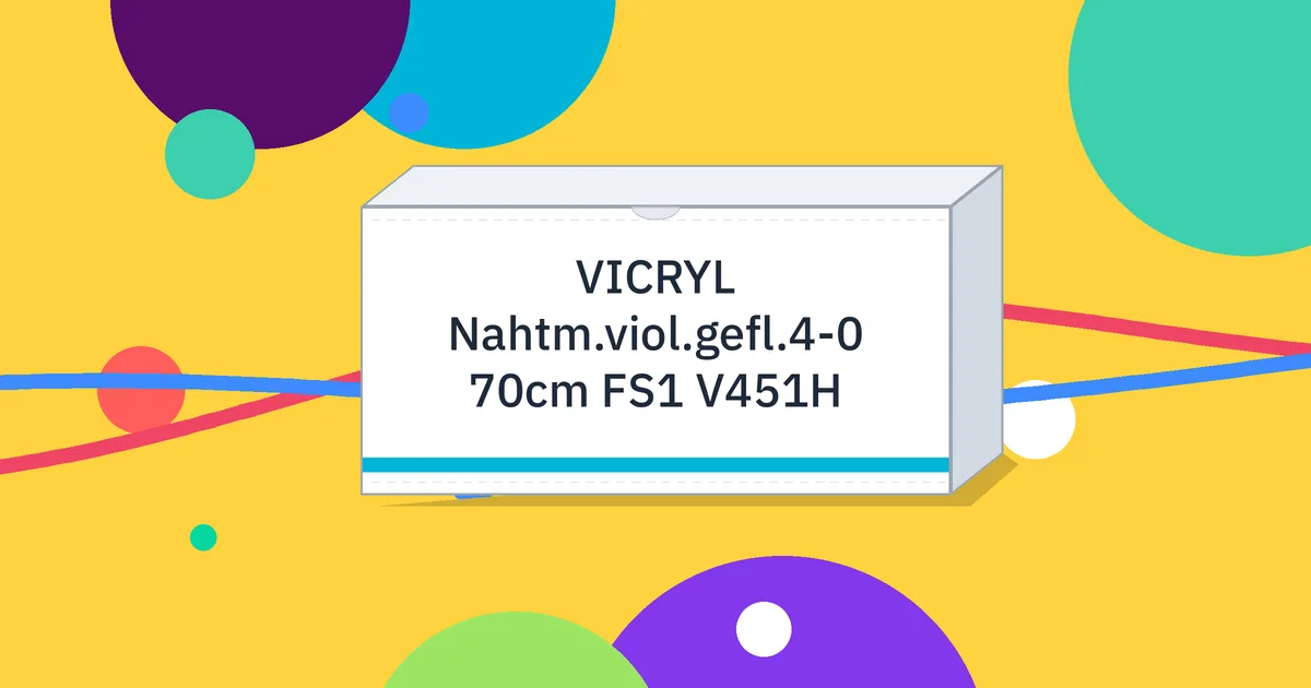 Symbolbild: Packung mit der Aufschrift VICRYL Nahtm.viol.gefl.4-0 70cm FS1 V451H (PZN 16809821) – Verfügbarkeit und Bezug in Apotheken in Frankfurt am Main