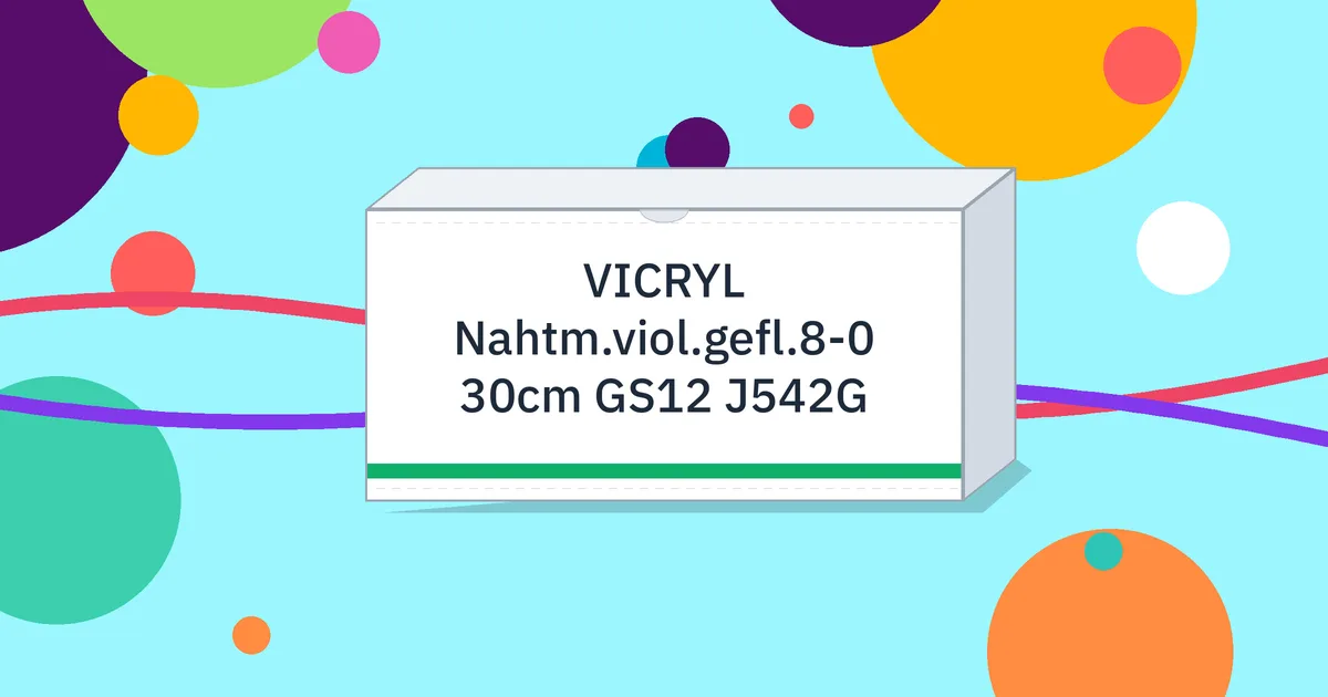 Symbolbild: Packung mit der Aufschrift VICRYL Nahtm.viol.gefl.8-0 30cm GS12 J542G (PZN 20896464) – Verfügbarkeit und Bezug in Apotheken in Frankfurt am Main
