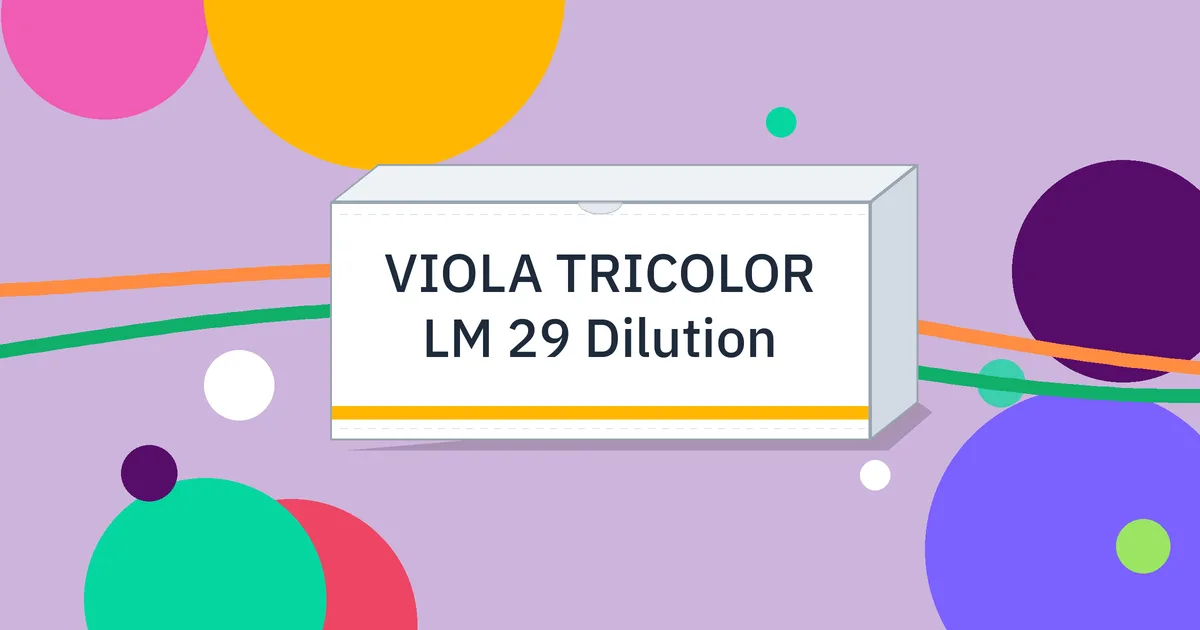 Symbolbild: Packung mit der Aufschrift VIOLA TRICOLOR LM 29 Dilution (PZN 13276494) – Verfügbarkeit und Bezug in Apotheken in Frankfurt am Main