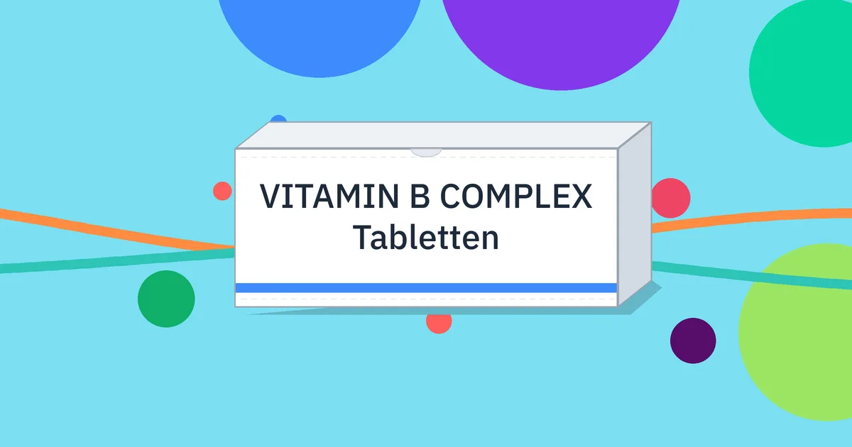 Symbolbild: Packung mit der Aufschrift VITAMIN B COMPLEX Tabletten (PZN 18666716) – Verfügbarkeit und Bezug in Apotheken in Frankfurt am Main